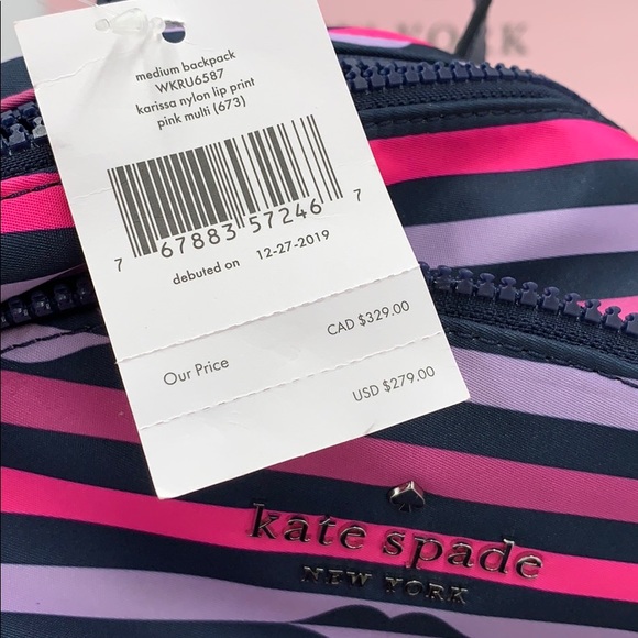 kate spade | Bags | Kate Spade Karissa Nylon Lip Print Md Backpack ...